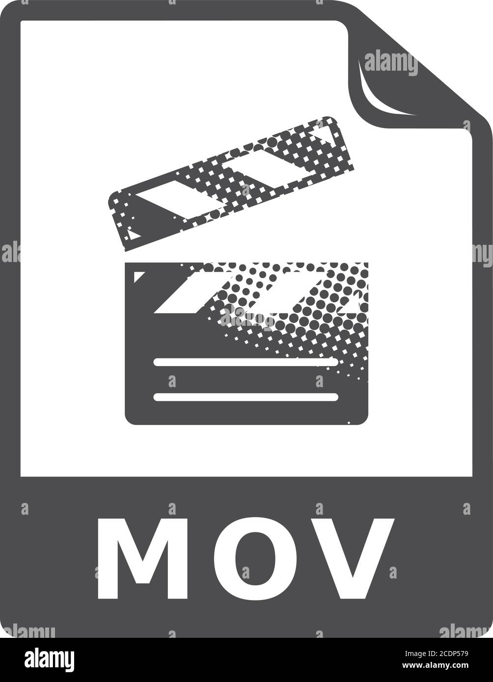 Video file format icon in halftone style. Black and white monochrome ...