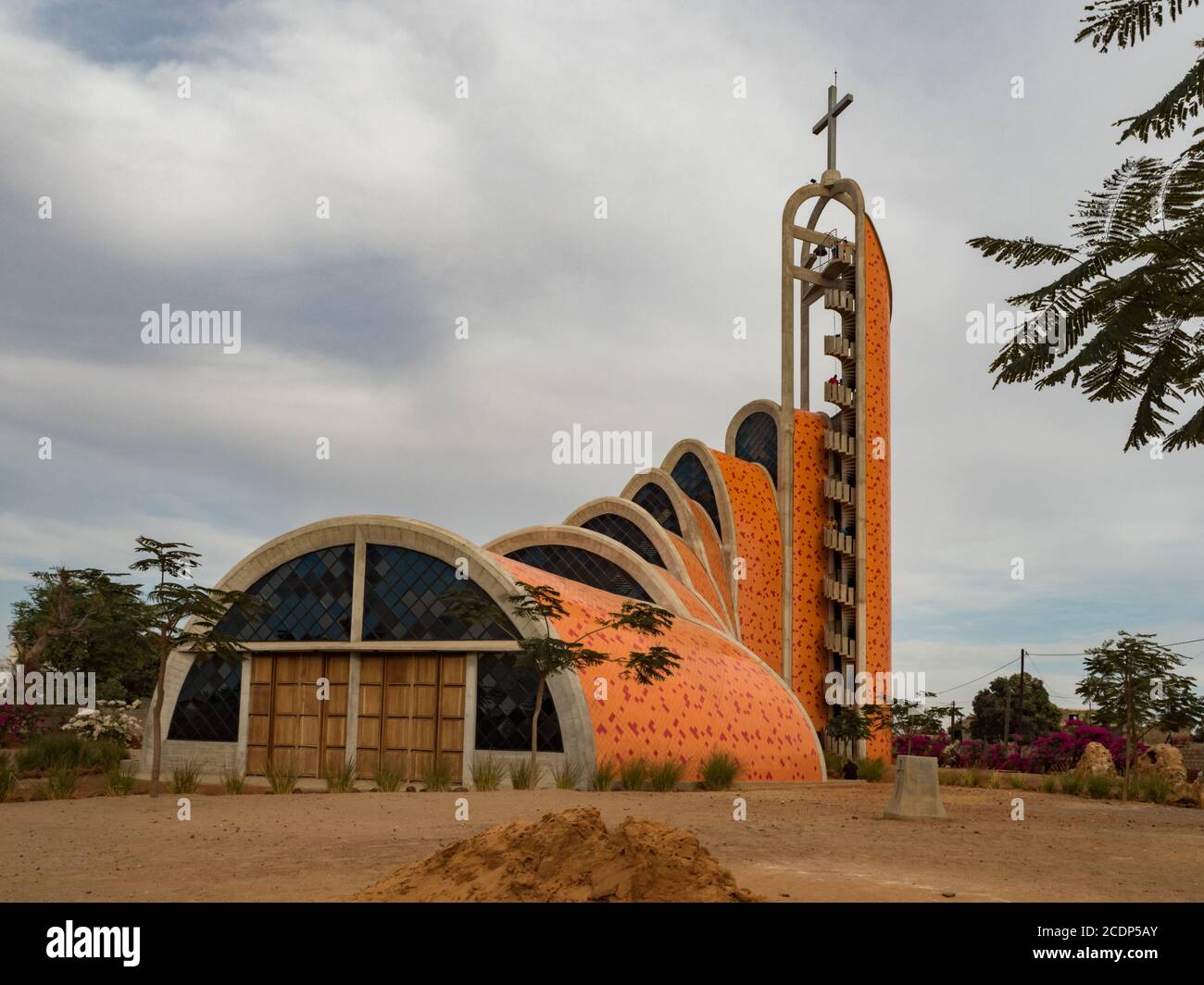 Senegal, Africa - January 2019: Big brick Catholic church in Nianing ...
