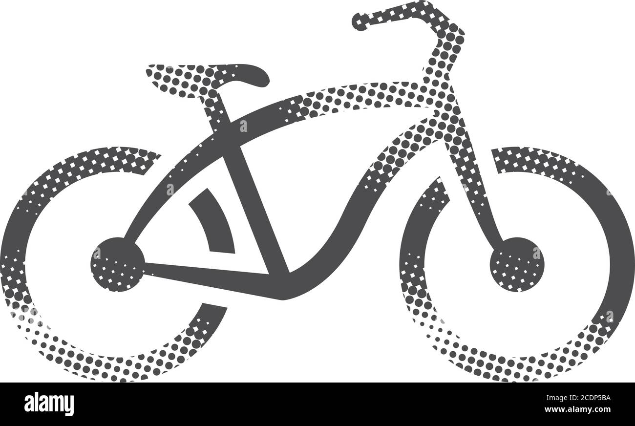 Low rider bicycle icon in halftone style. Black and white monochrome ...