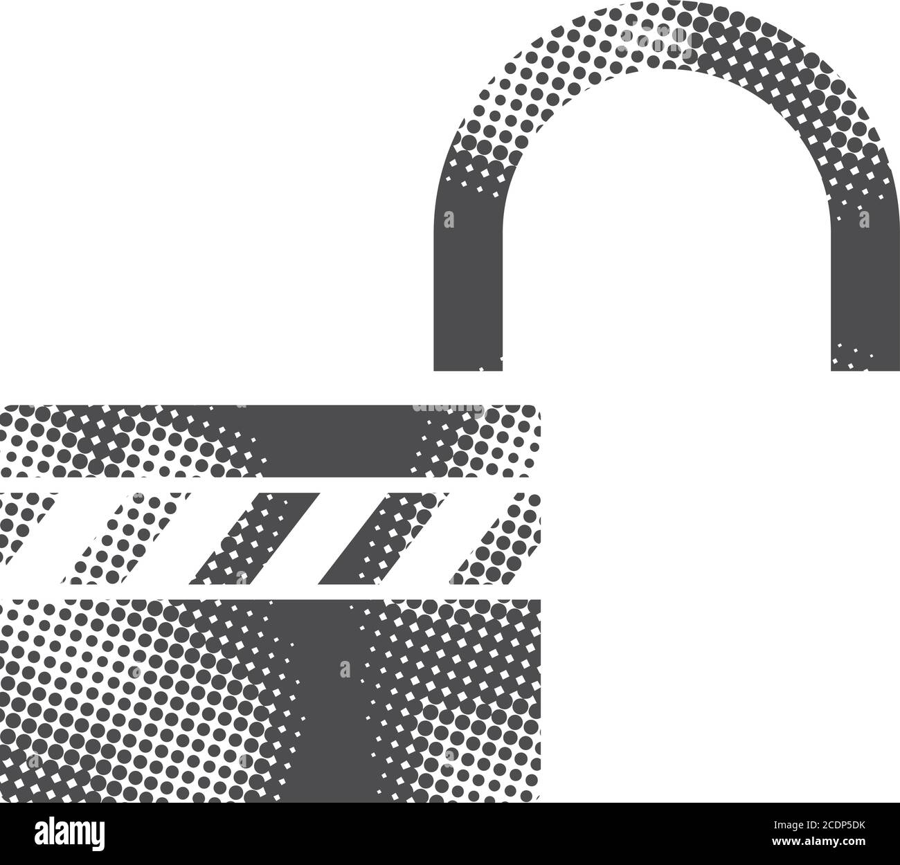Padlock unlocked icon in halftone style. Black and white monochrome ...