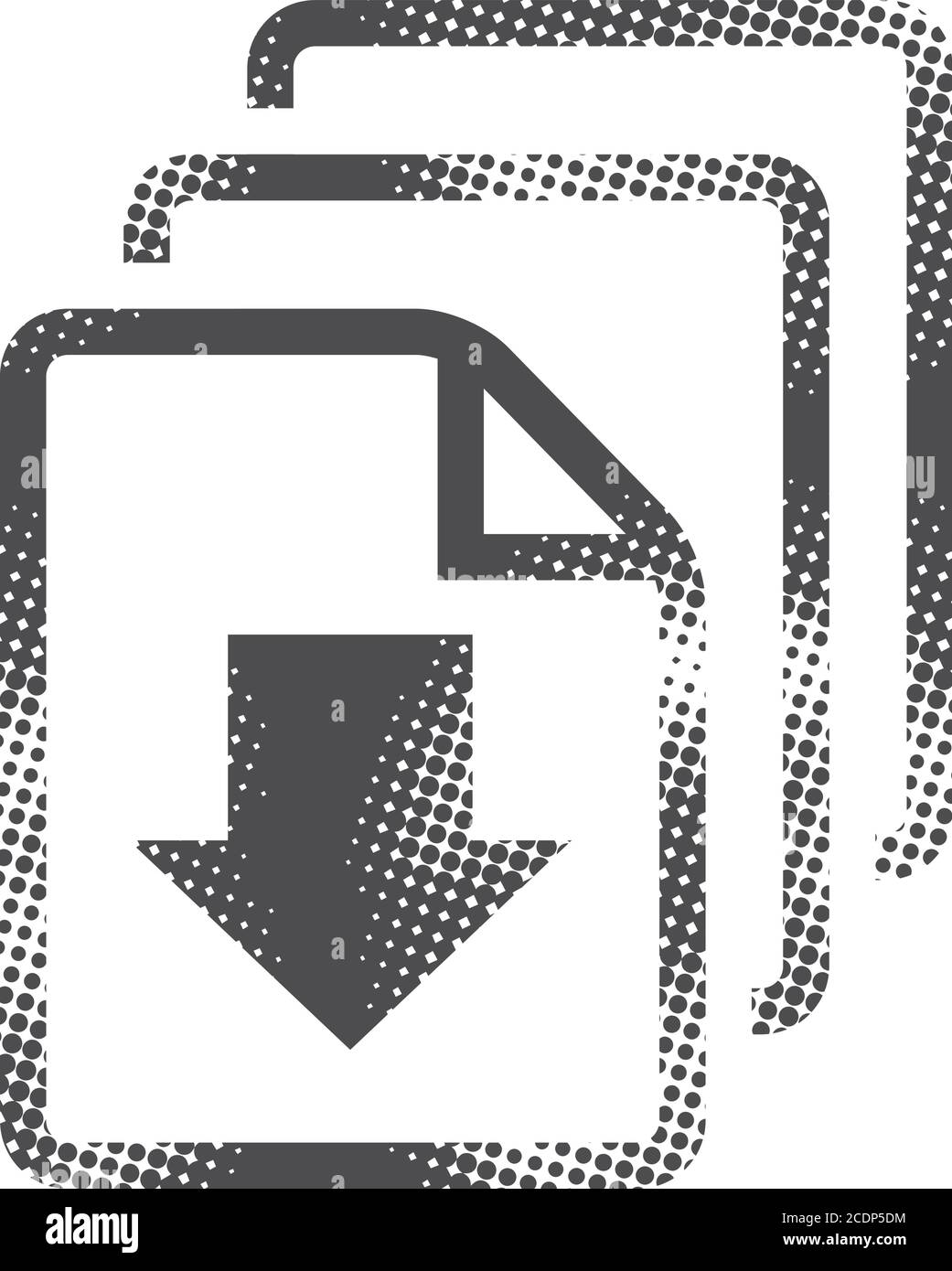 Multiple download arrow icon in halftone style. Black and white ...