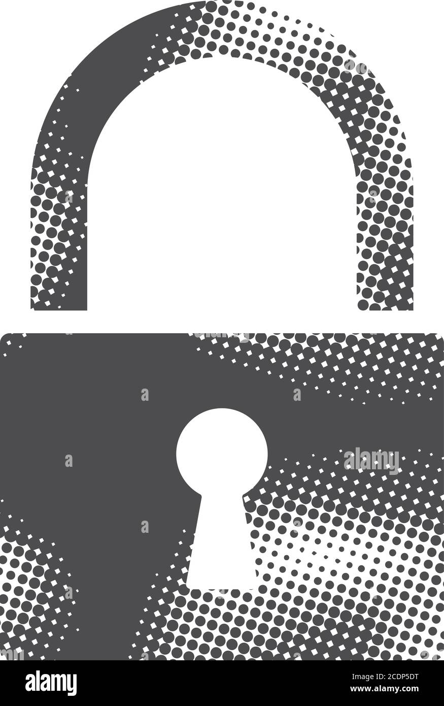 Padlock icon in halftone style. Black and white monochrome vector ...