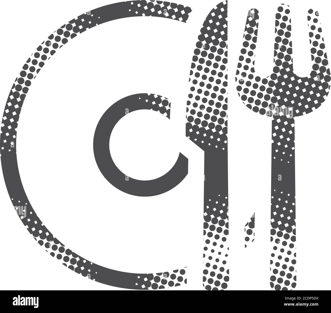 Dishes icon in halftone style. Black and white monochrome vector ...