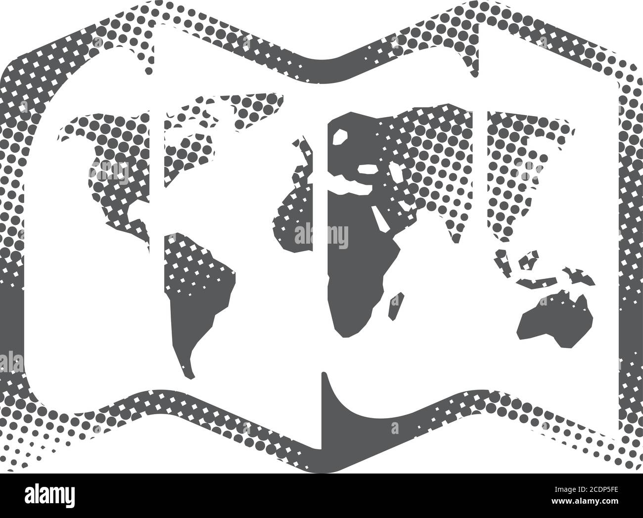 Road map icon in halftone style. Black and white monochrome vector ...