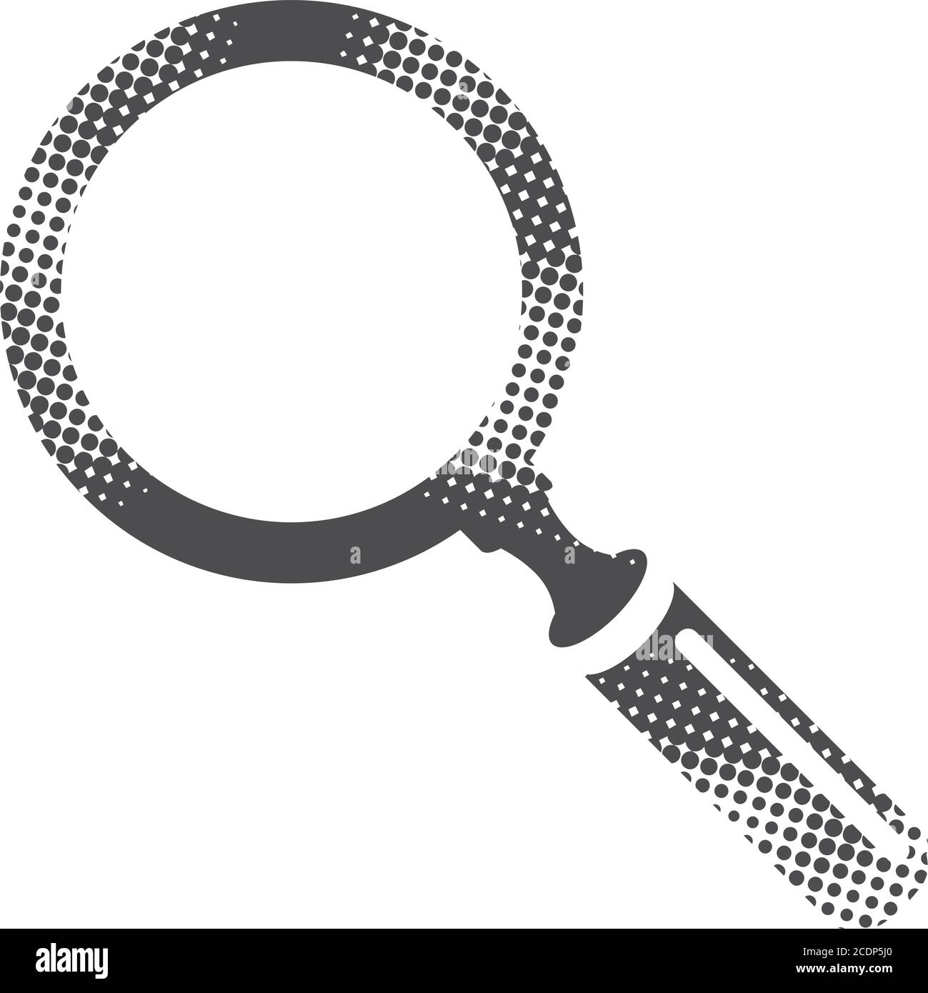 Magnifier icon in halftone style. Black and white monochrome vector ...
