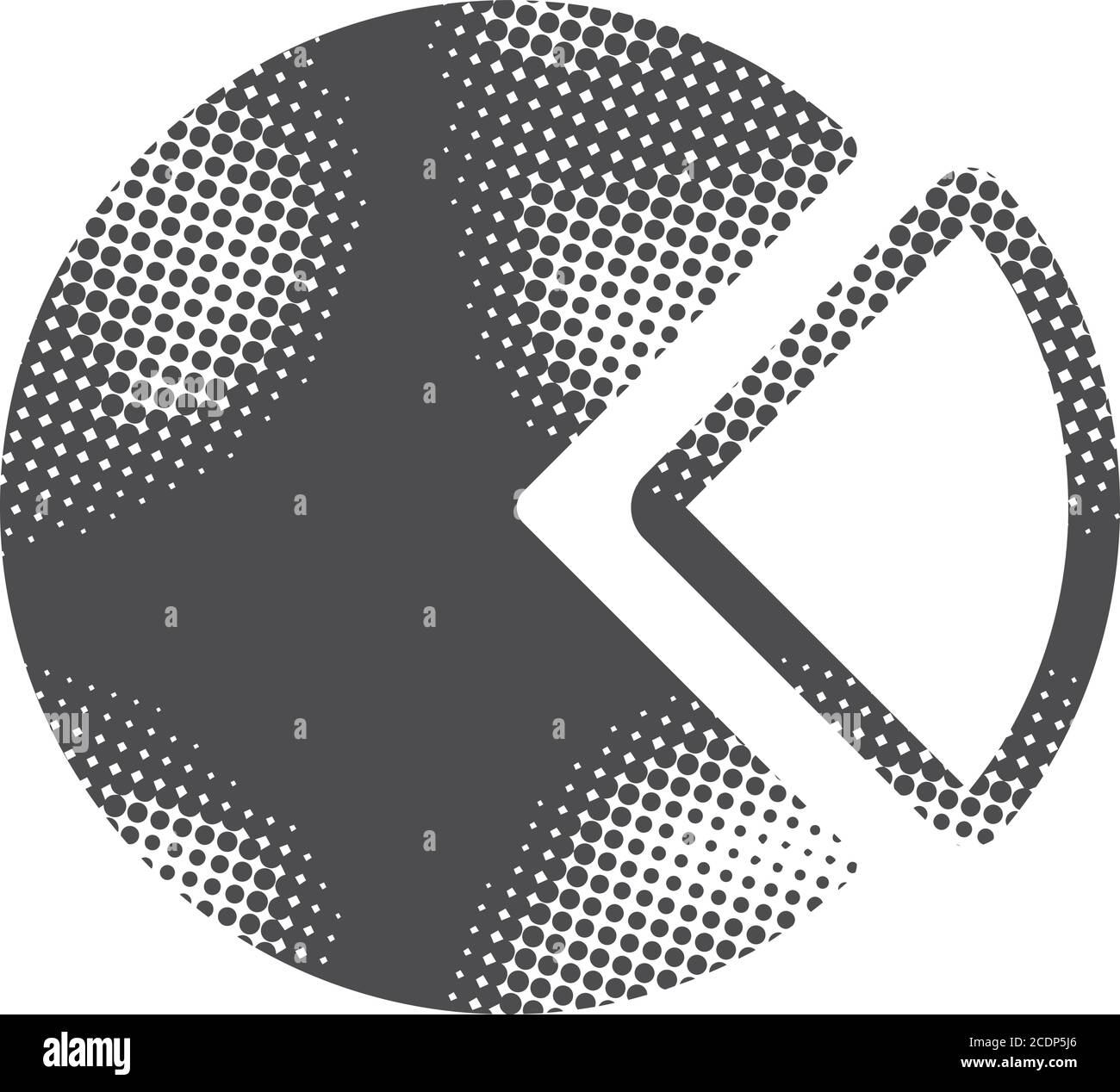 Pie chart icon in halftone style. Black and white monochrome vector ...