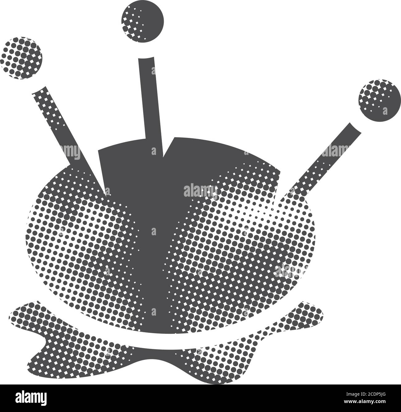 Pincushion icon in halftone style. Black and white monochrome vector ...