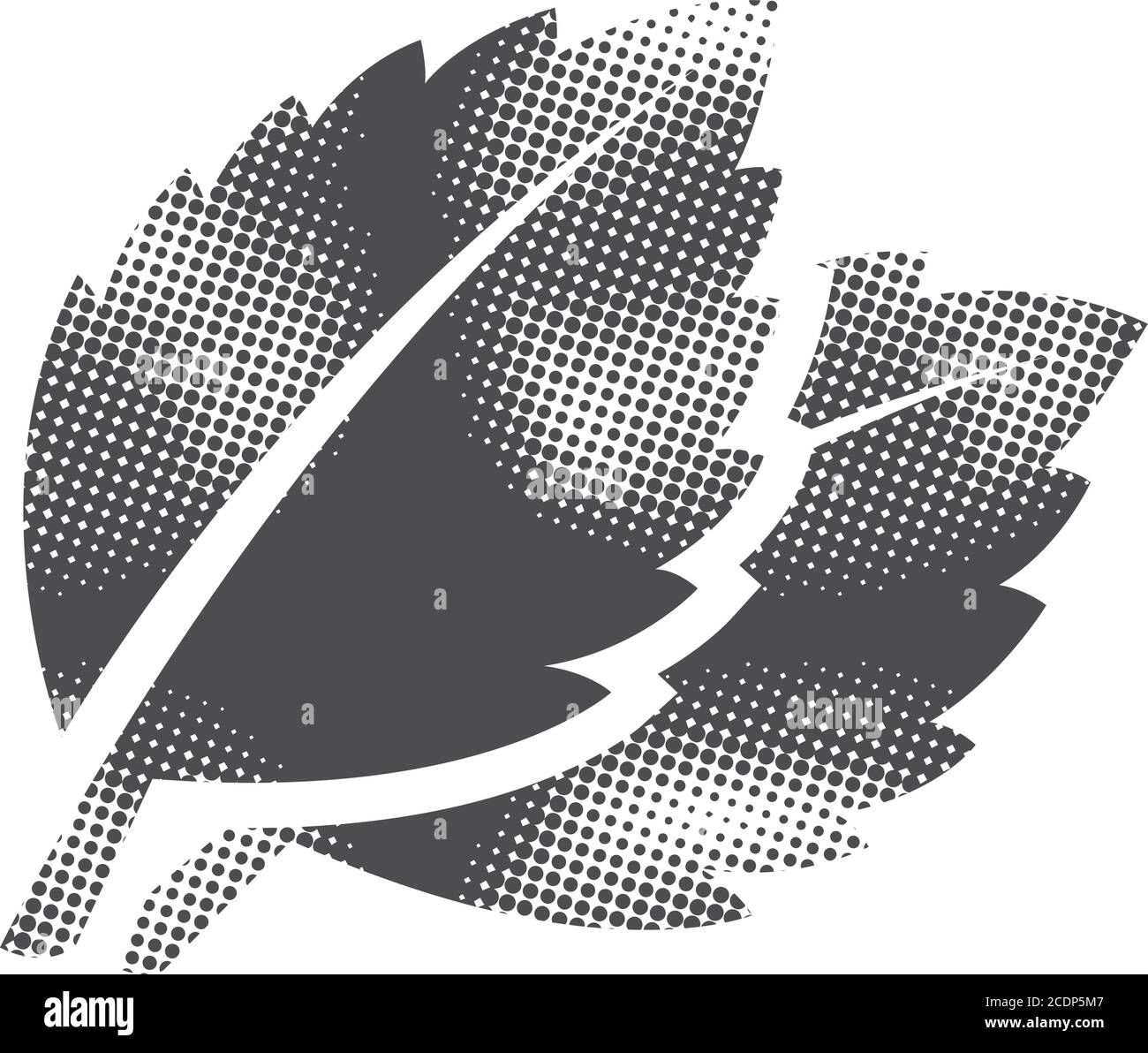 Basil leaves icon in halftone style. Black and white monochrome vector ...