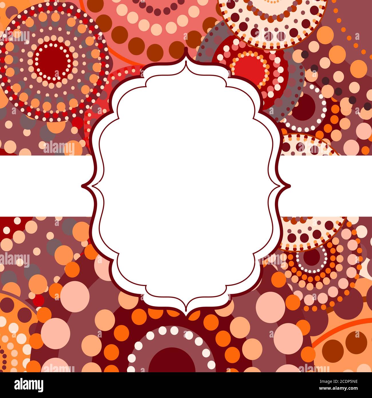 Patterned frame background invitation circular ornament red Stock Photo ...