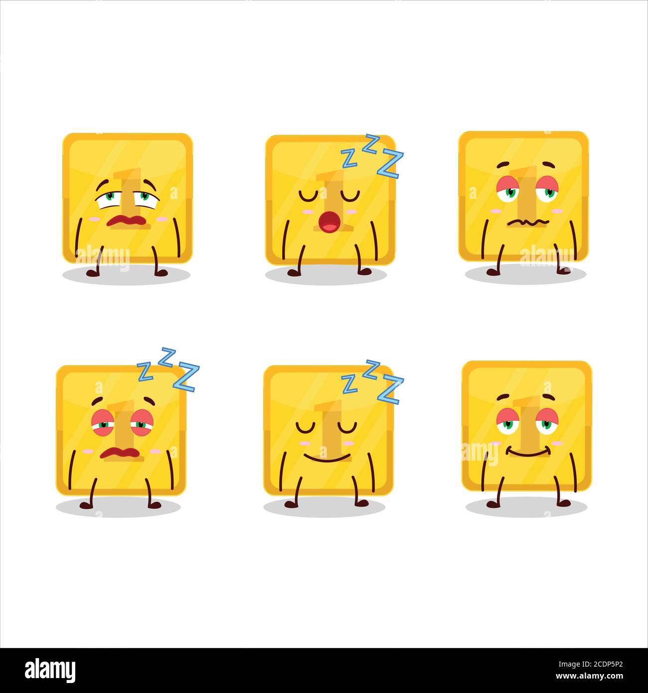 Cartoon character of gold first button with sleepy expression Stock ...