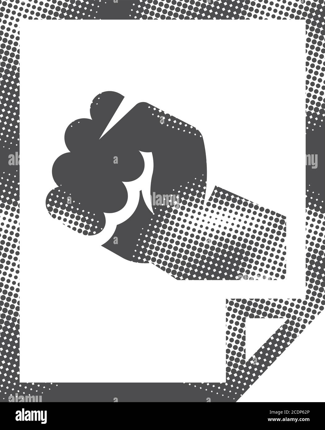 Hand fist icon in halftone style. Black and white monochrome vector ...