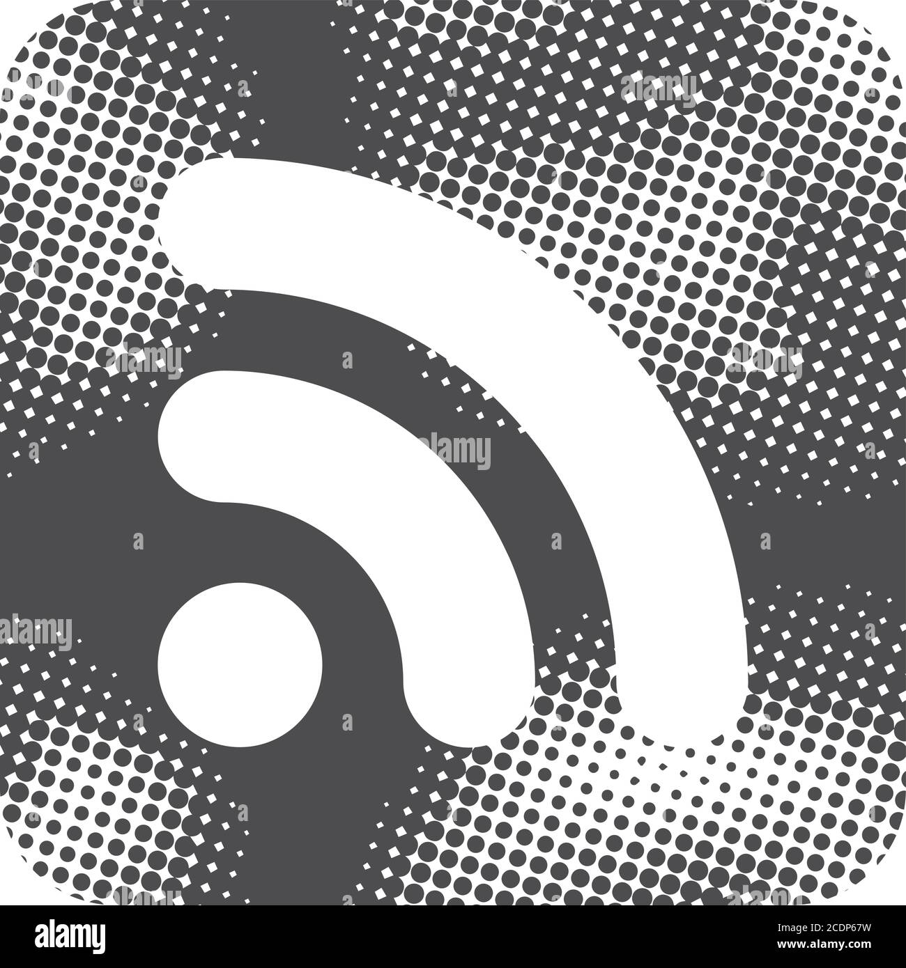 RSS symbol in halftone style. Black and white monochrome vector ...