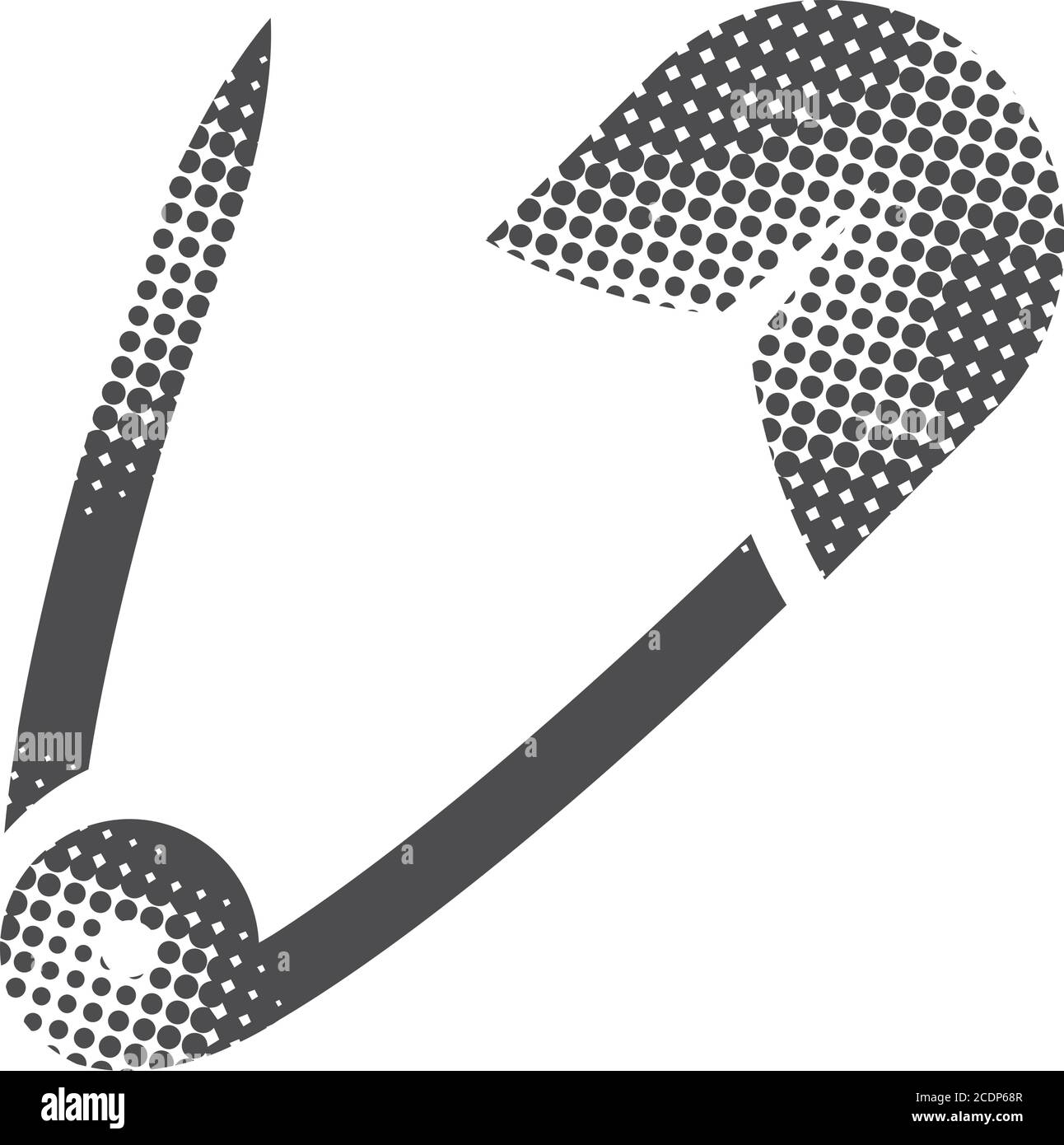 Pin icon in halftone style. Black and white monochrome vector ...