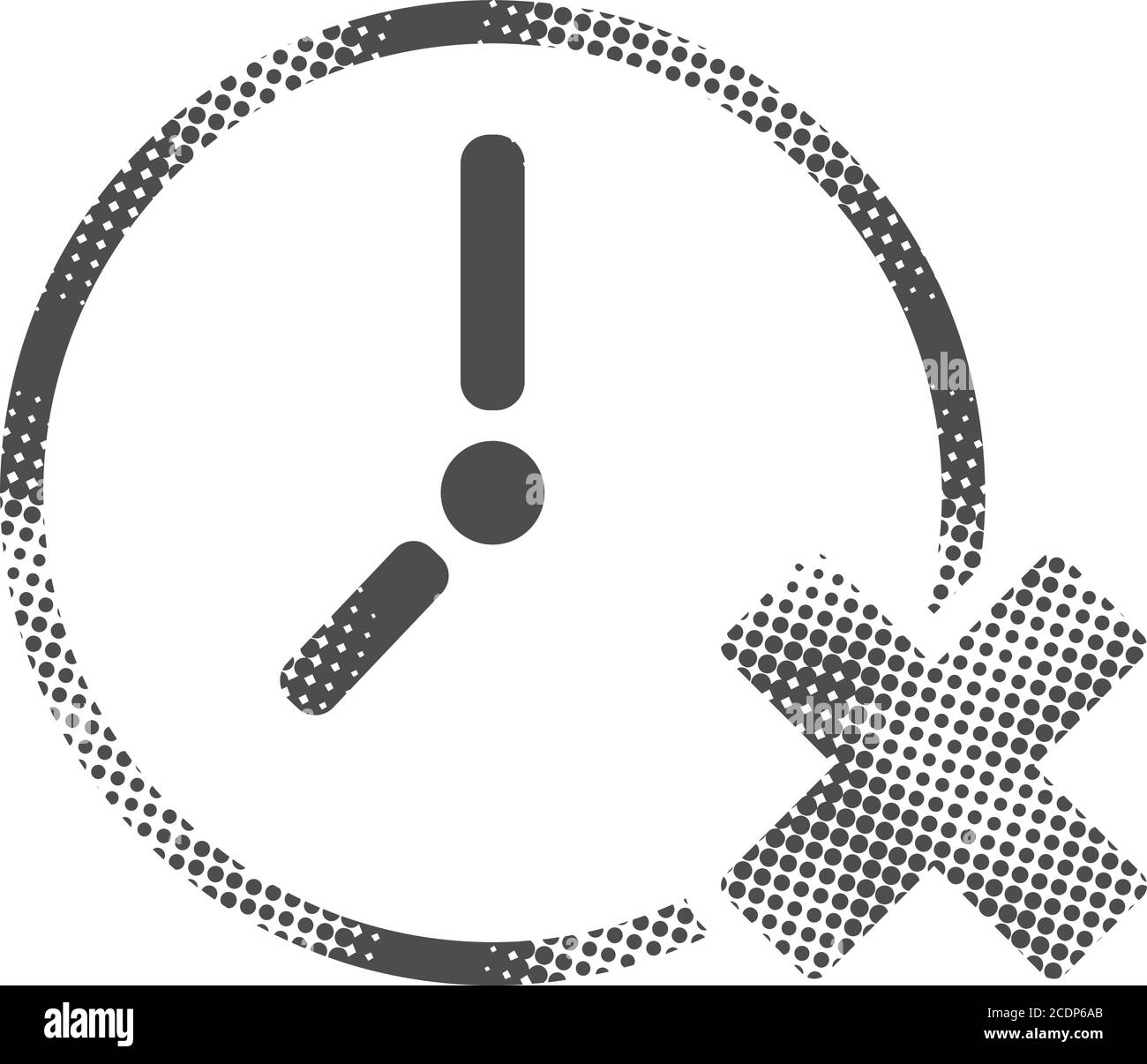 Clock with cross sign icon in halftone style. Black and white ...