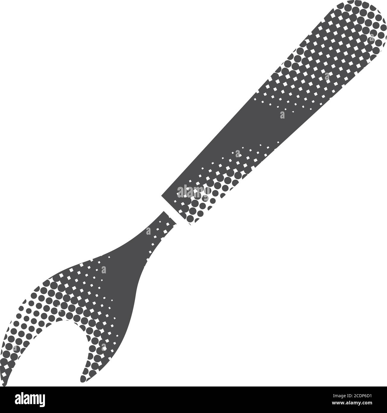 Seam ripper icon in halftone style. Black and white monochrome vector ...