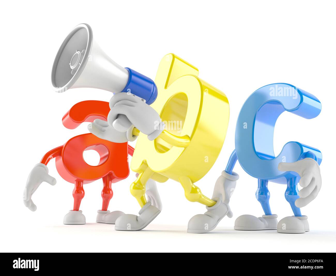 ABC character speaking through a megaphone isolated on white background ...