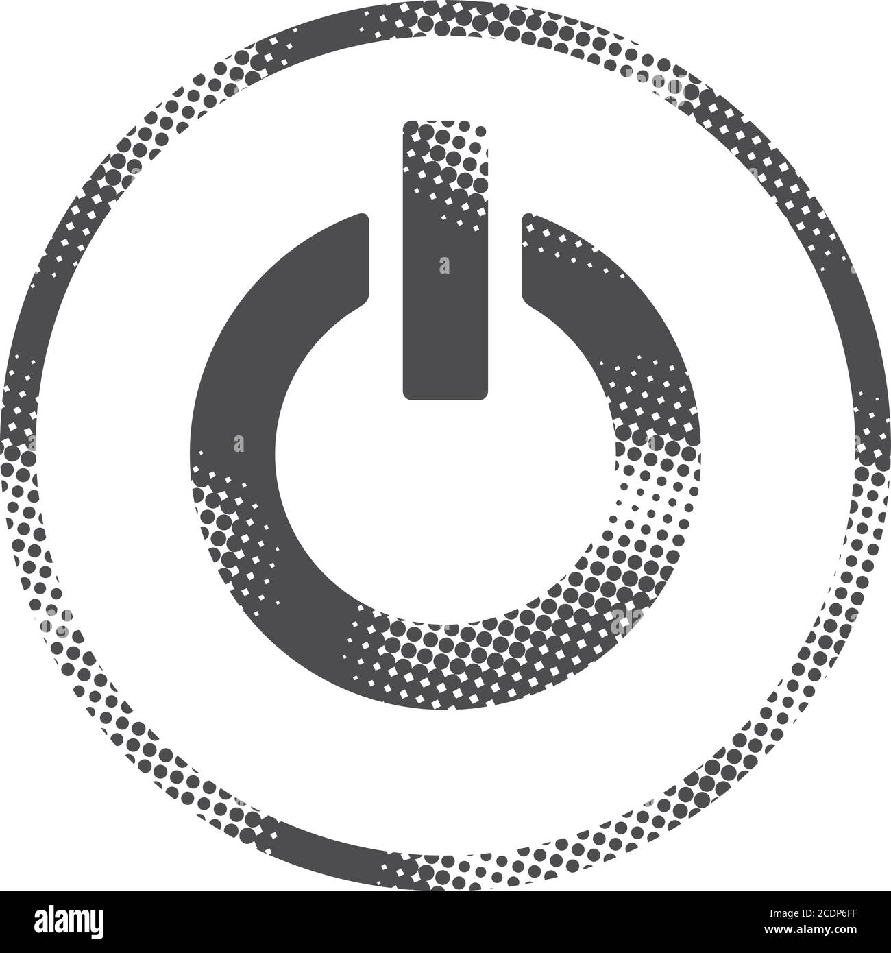 Power button icon in halftone style. Black and white monochrome vector ...