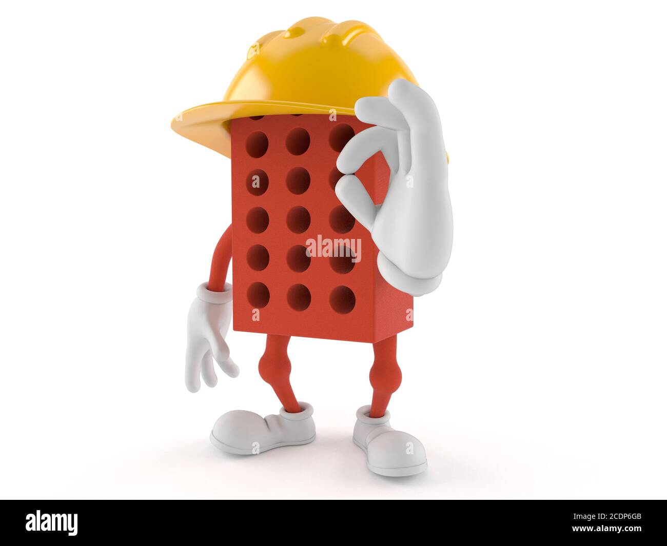 Brick character with ok gesture isolated on white background Stock ...