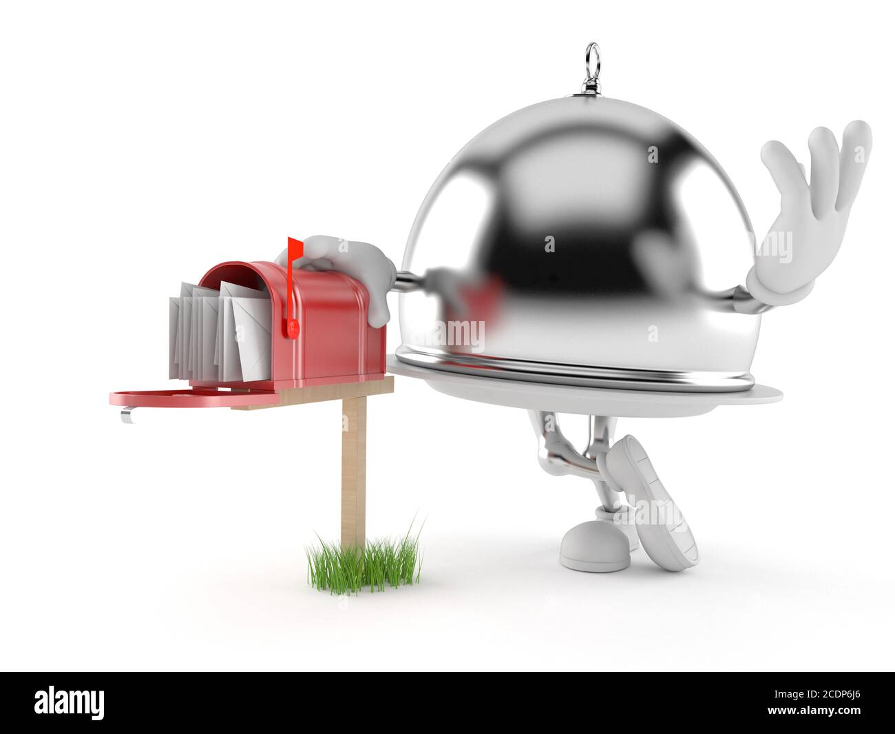 Silver catering dome with mailbox isolated on white background Stock ...