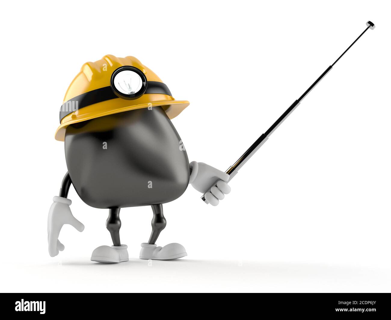 Miner character with pointing stick isolated on white background Stock ...