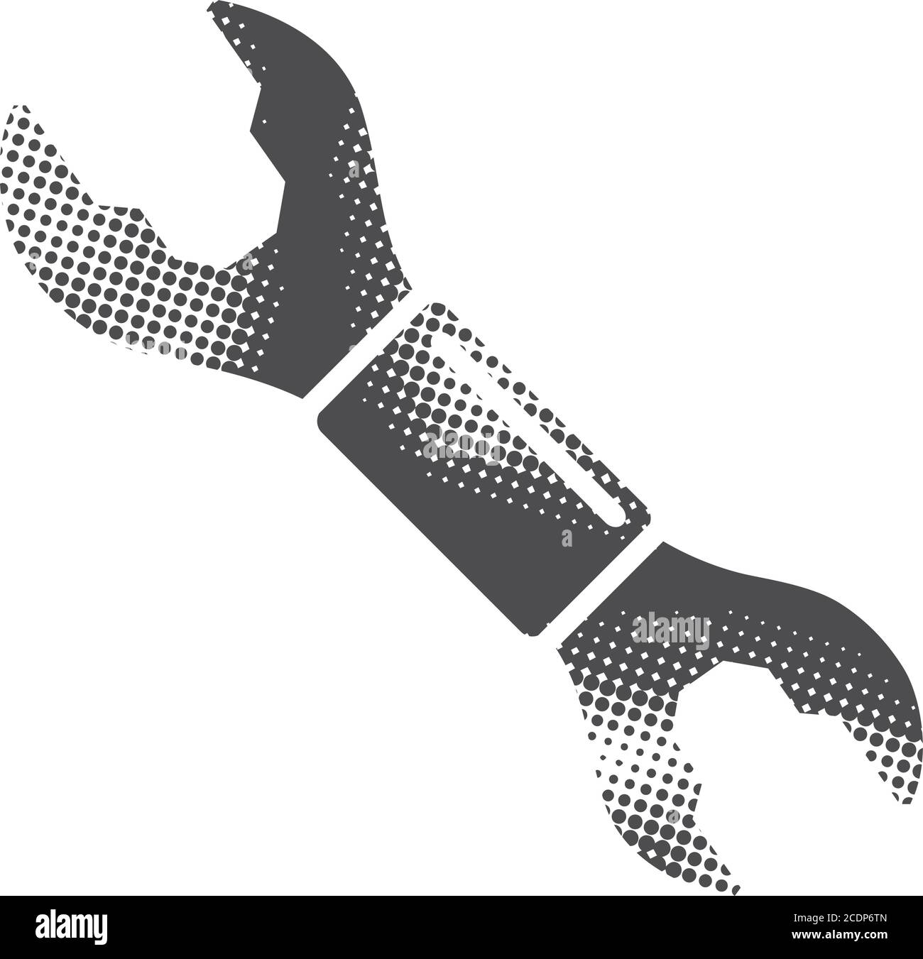 Bicycle wrench icon in halftone style. Black and white monochrome ...