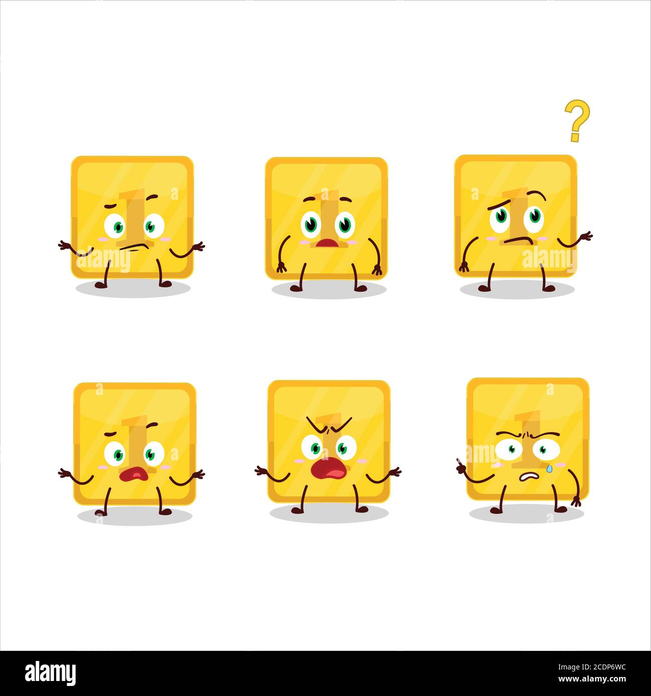 Cartoon character of gold first button with what expression Stock ...