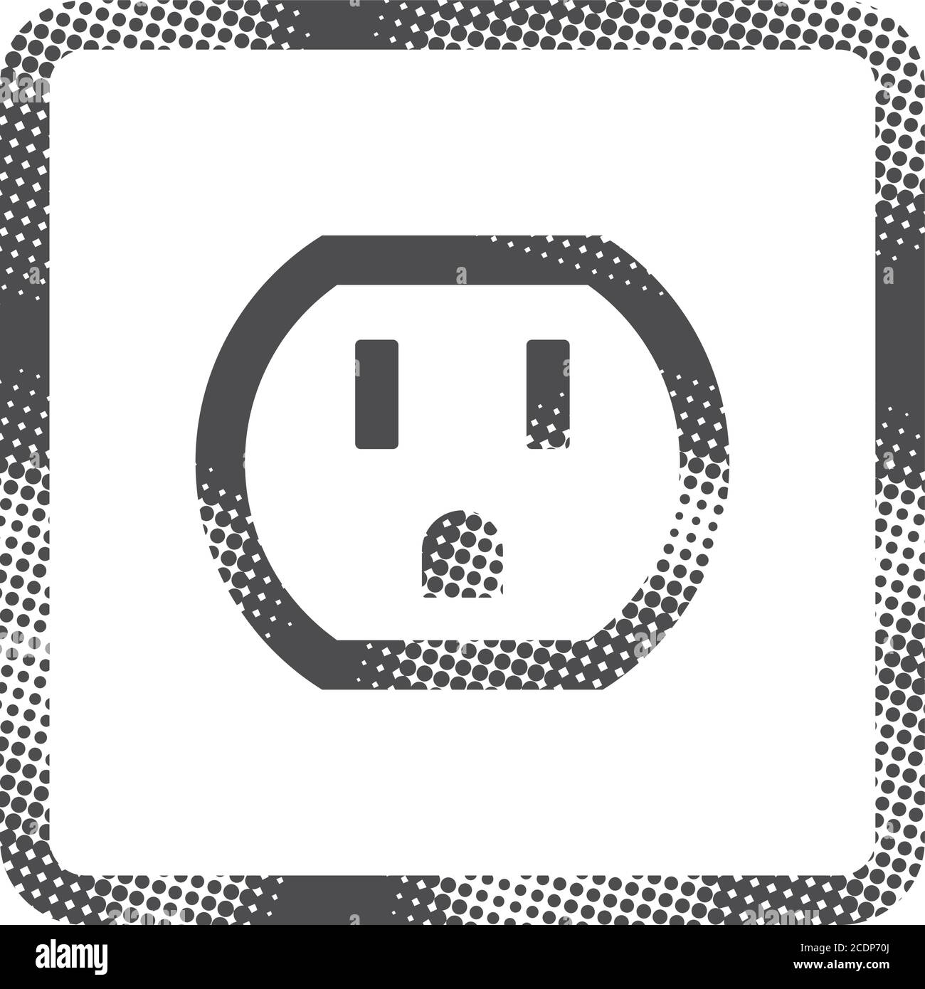 Electrical outlet icon in halftone style. Black and white monochrome ...