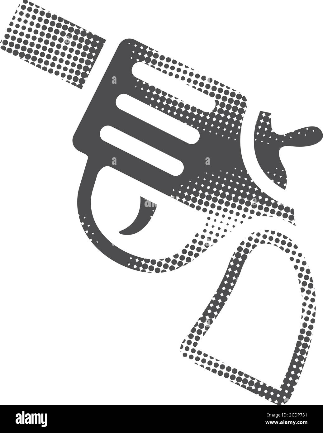 Revolver gun icon in halftone style. Black and white monochrome vector ...