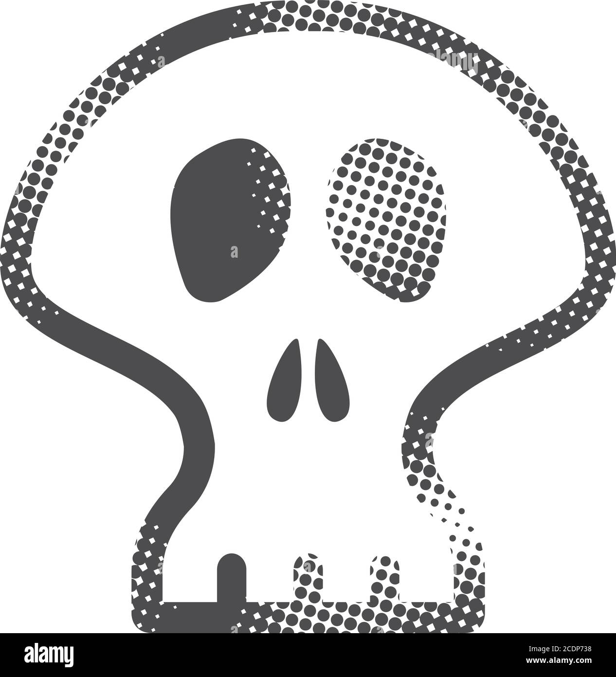 Skeleton icon in halftone style. Black and white monochrome vector ...