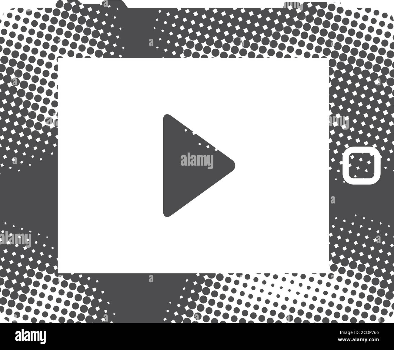 Portable media player icon in halftone style. Black and white ...