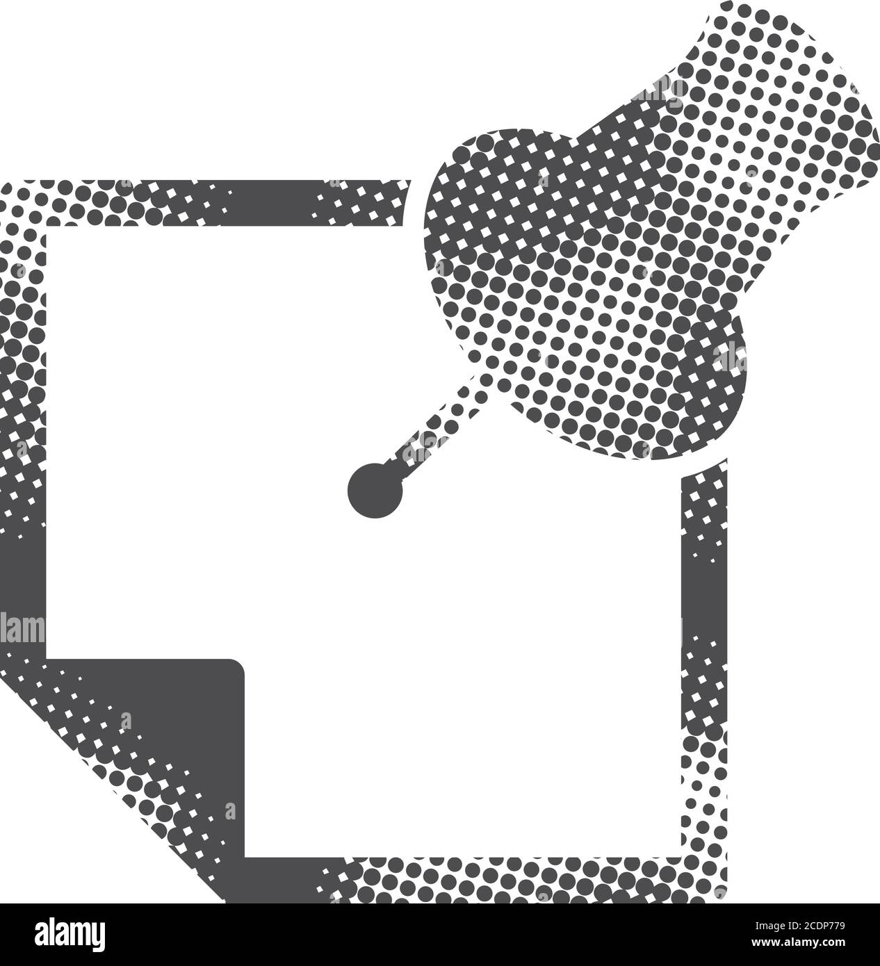 Sticky note icon in halftone style. Black and white monochrome vector ...