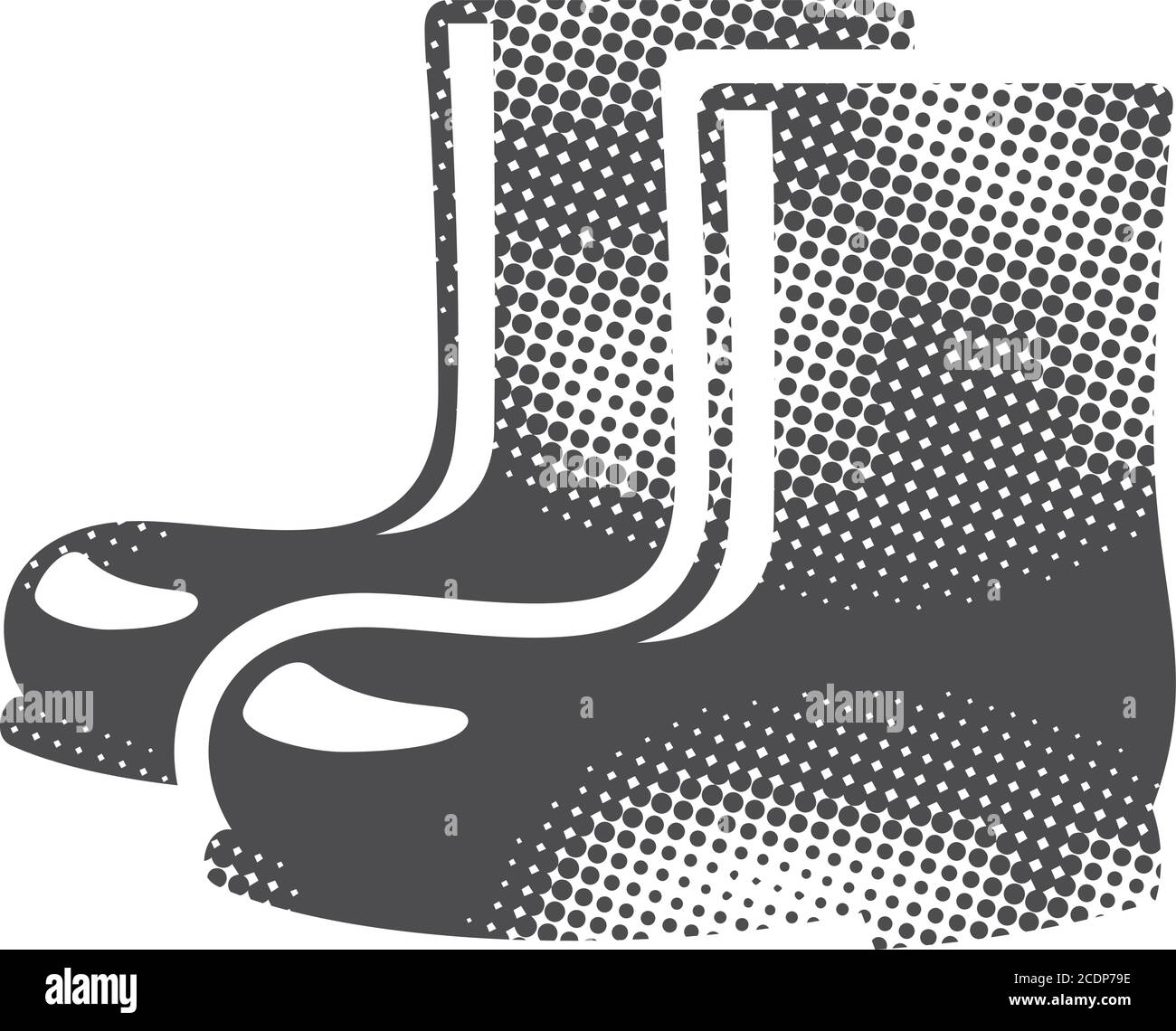 Wet boots icon in halftone style. Black and white monochrome vector ...