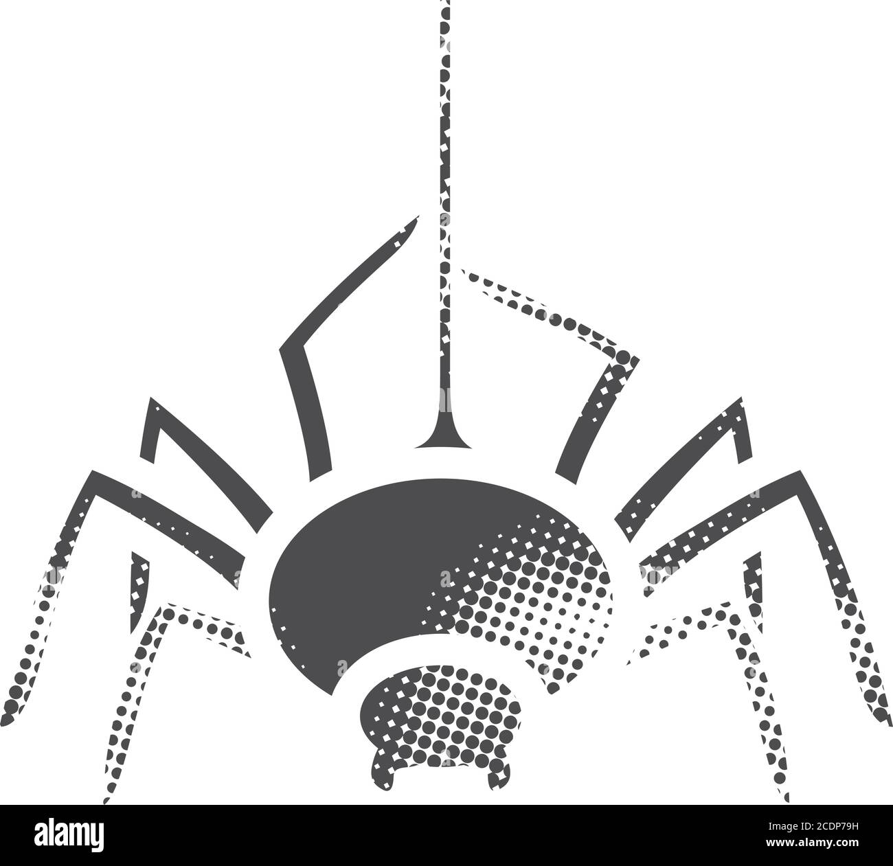 Spider icon in halftone style. Black and white monochrome vector ...