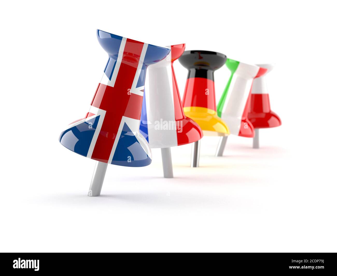 Push pins with flags isolated on white background Stock Photo - Alamy