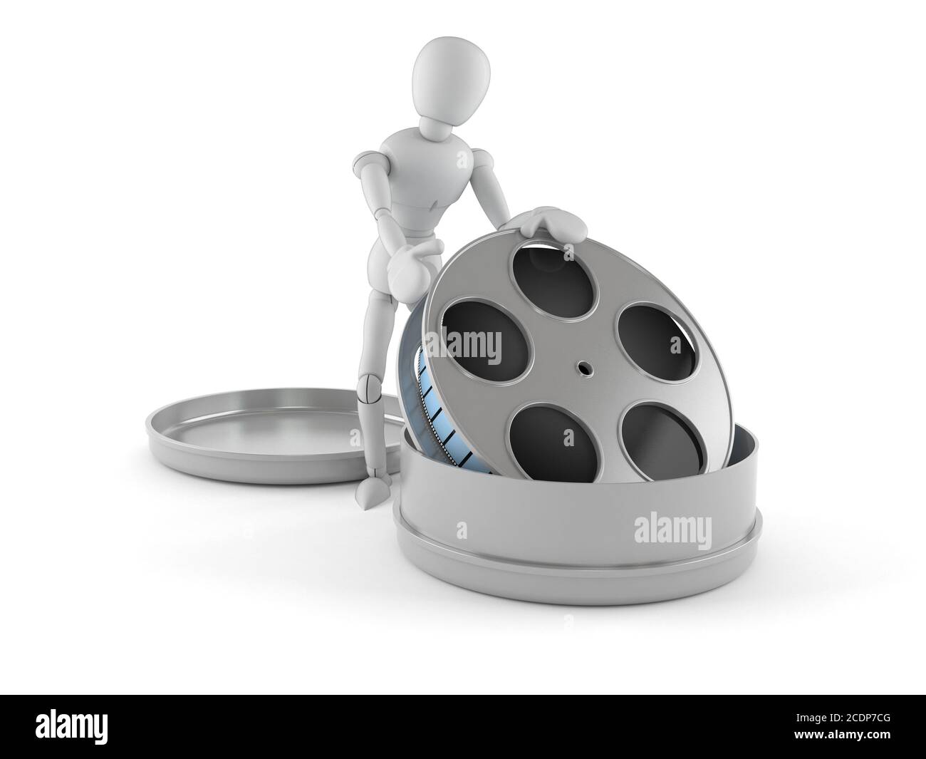 White dummy with film reel isolated on white background Stock Photo - Alamy