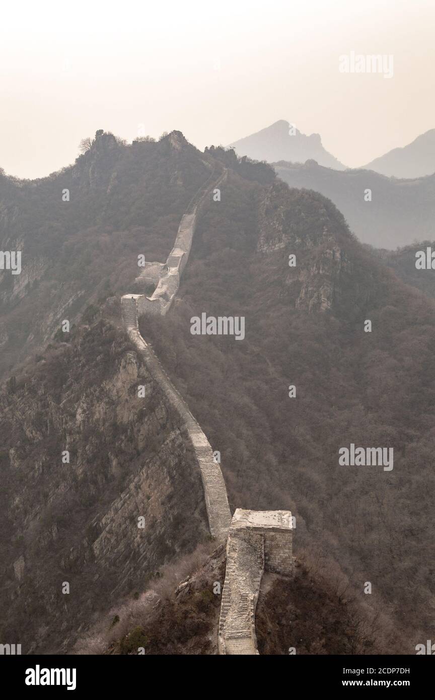 Jiankou, unrestored section of the Great Wall of China in the Huairou ...