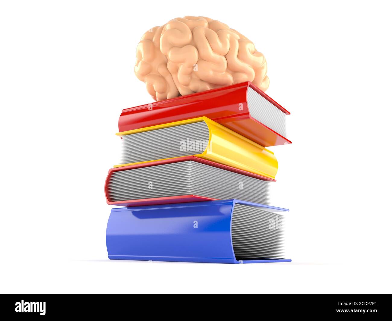 Books with brain isolated on white background Stock Photo - Alamy