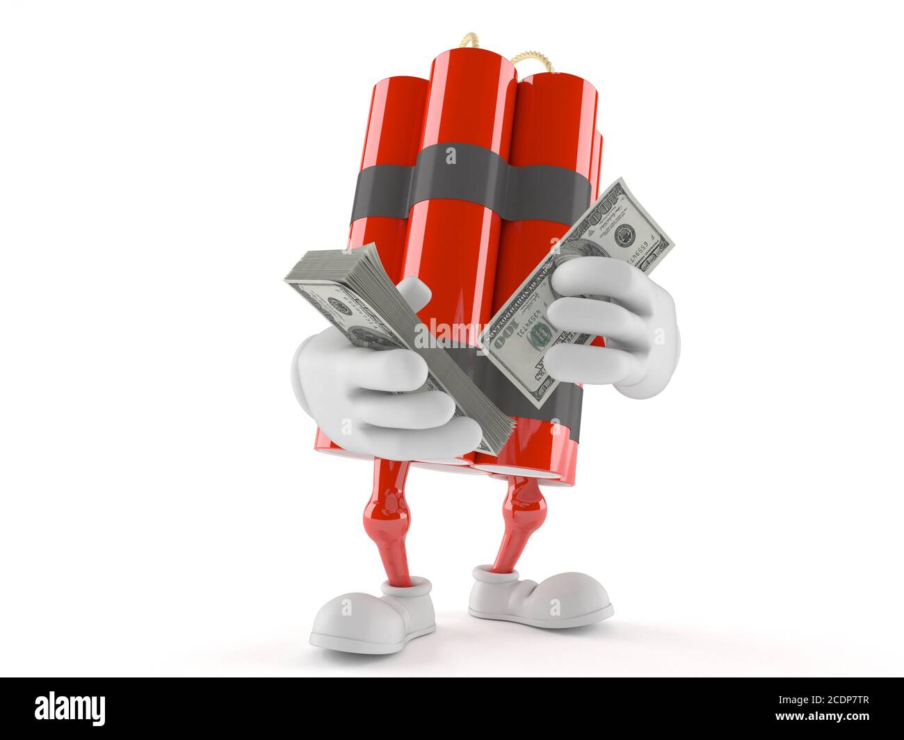 Dynamite character with money isolated on white background Stock Photo ...