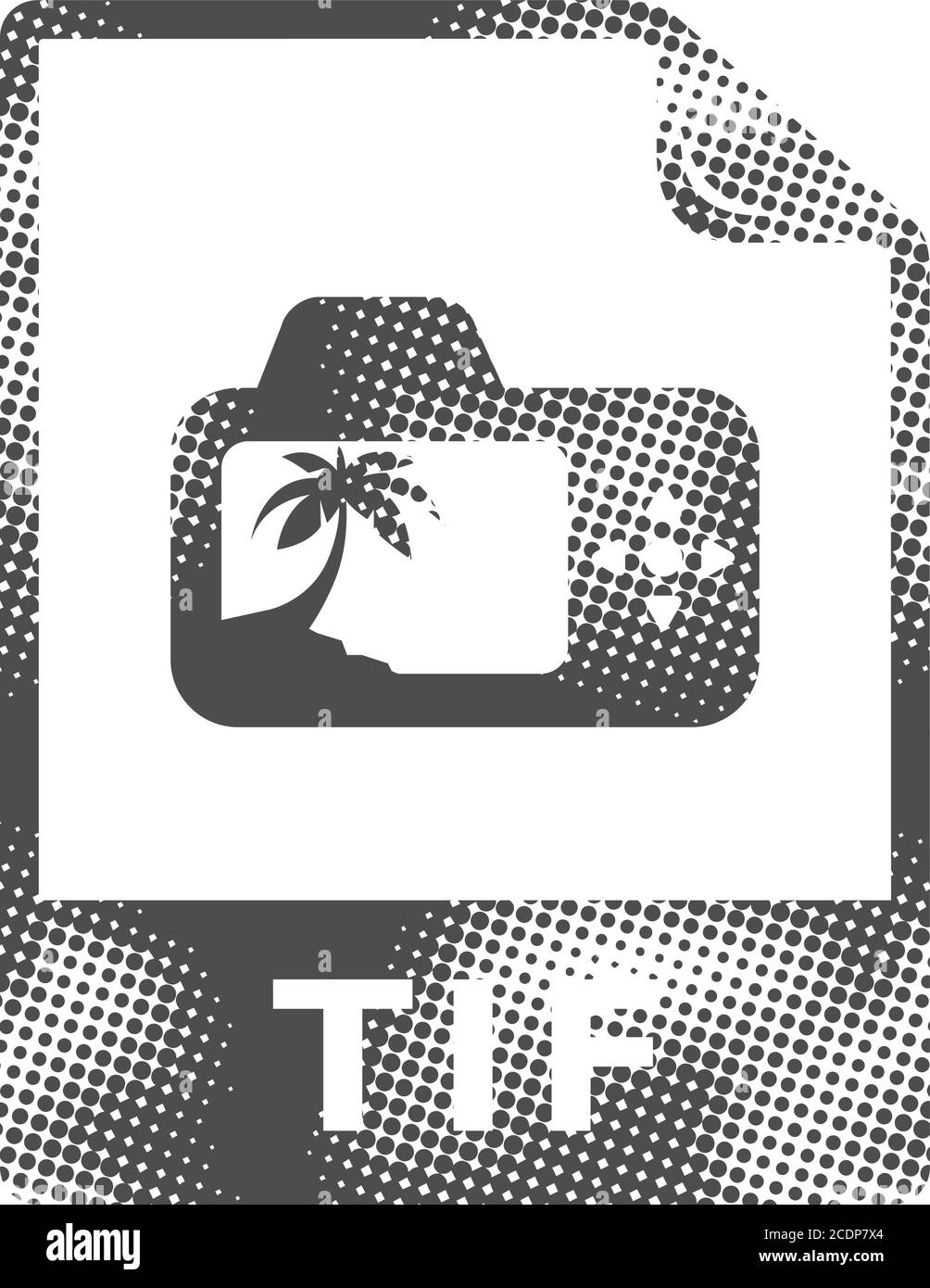 TIF file format icon in halftone style. Black and white monochrome ...