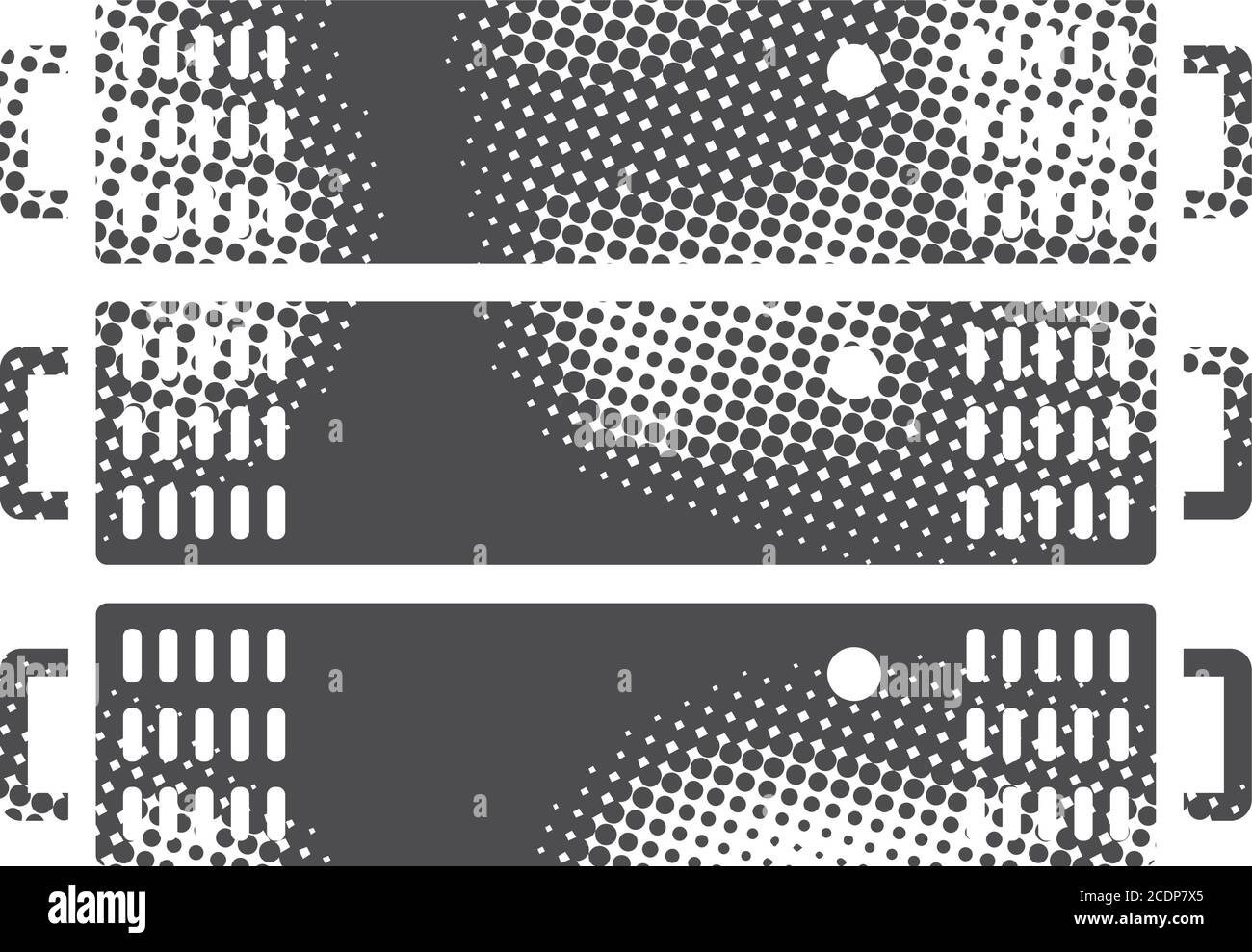 Server rack icon in halftone style. Black and white monochrome vector ...