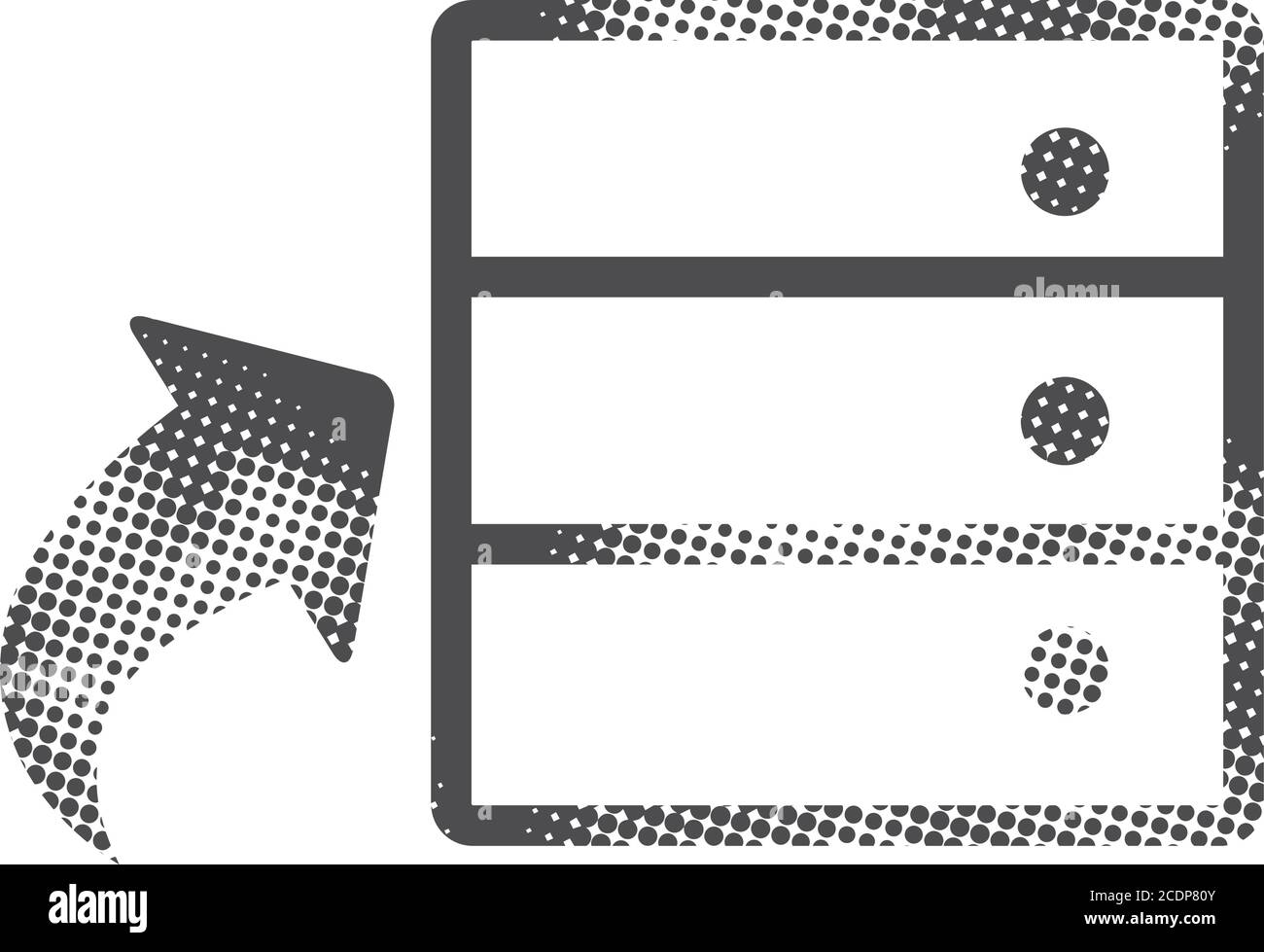 Database icon in halftone style. Black and white monochrome vector ...