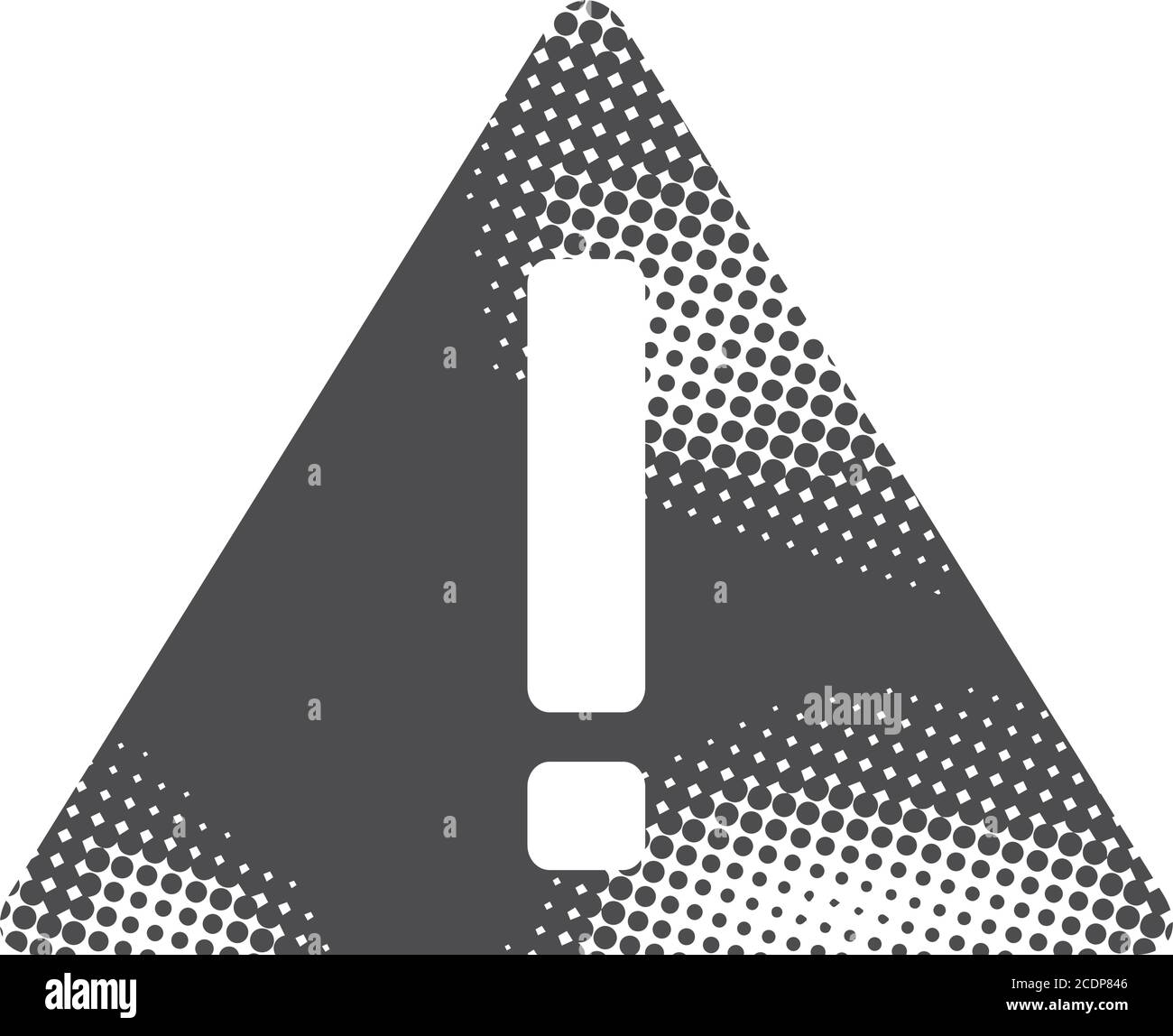 Warning sign icon in halftone style. Black and white monochrome vector ...