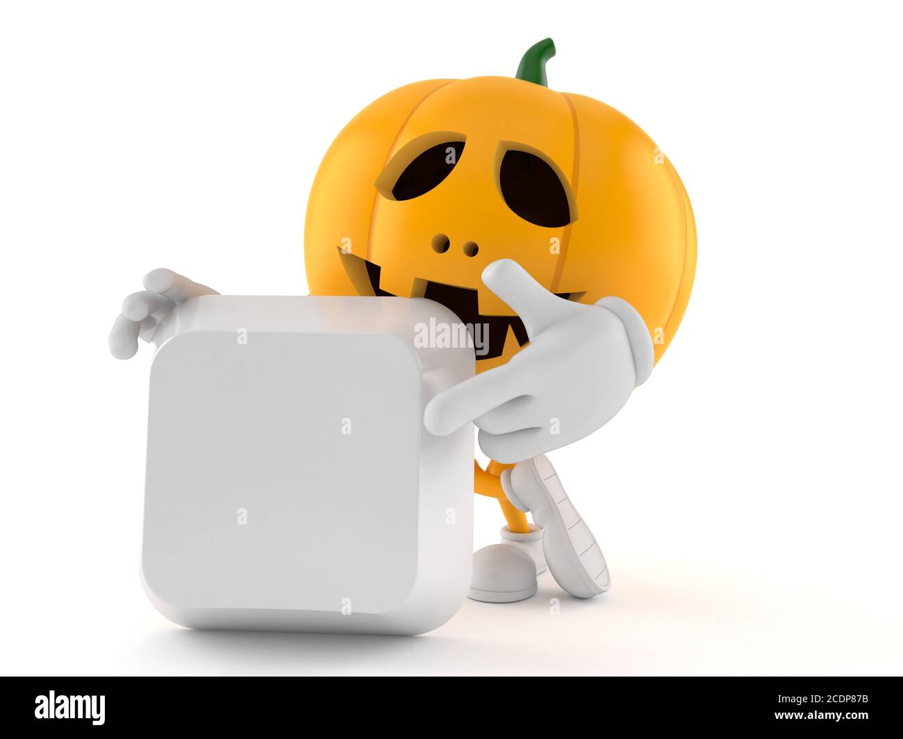 Halloween pumpkin character with blank keyboard button isolated on ...