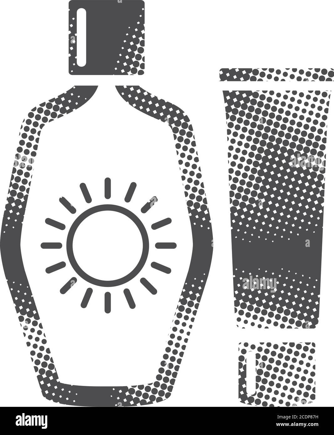 Tanning lotions icon in halftone style. Black and white monochrome ...