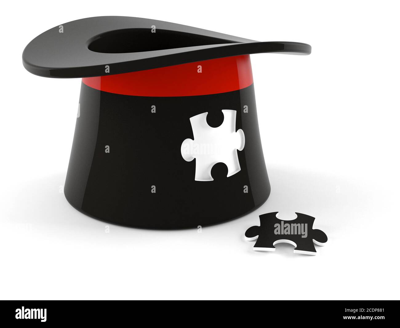 Magic hat with jigsaw puzzle isolated on white background Stock Photo ...