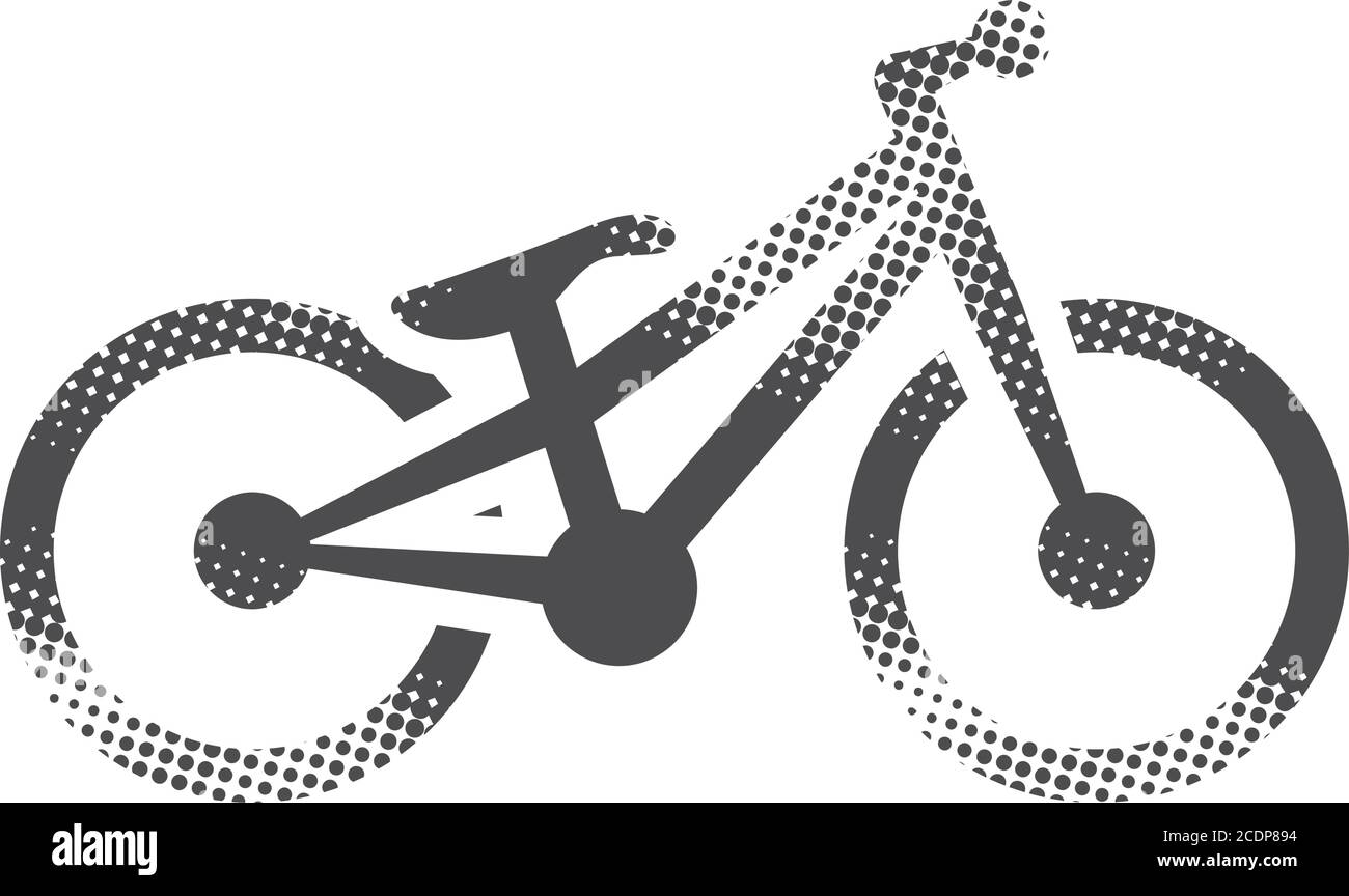 Trial bicycle icon in halftone style. Black and white monochrome vector ...