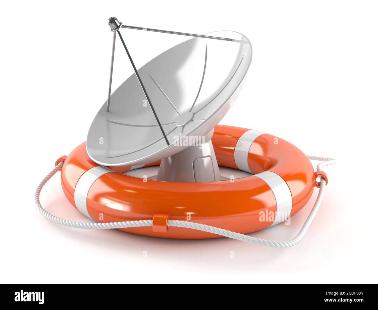 Satellite with life buoy isolated on white background Stock Photo - Alamy