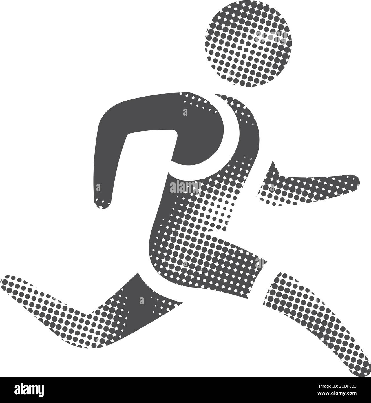 Running athlete icon in halftone style. Black and white monochrome ...