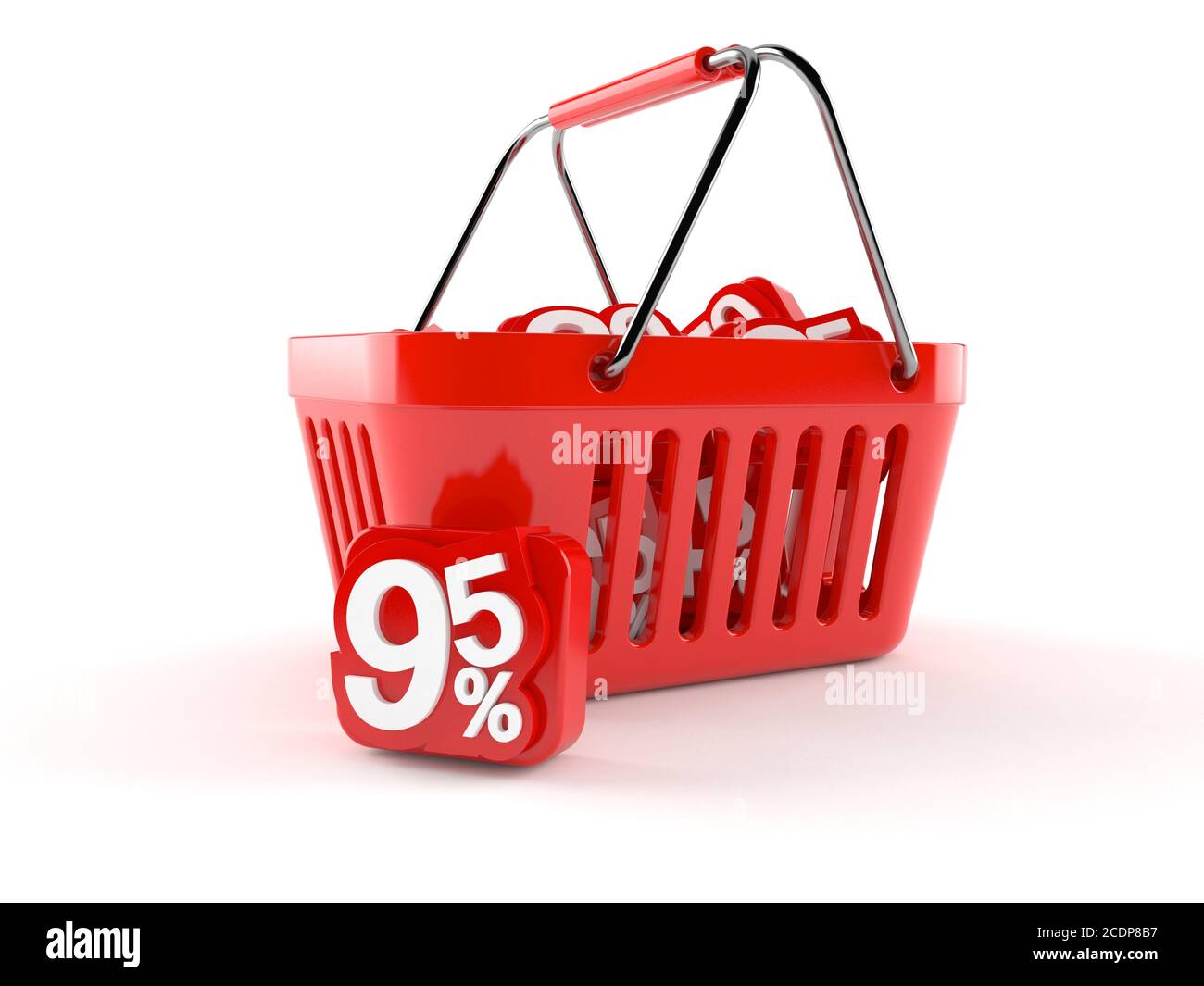 Shopping basket with percent symbol isolated on white background Stock ...