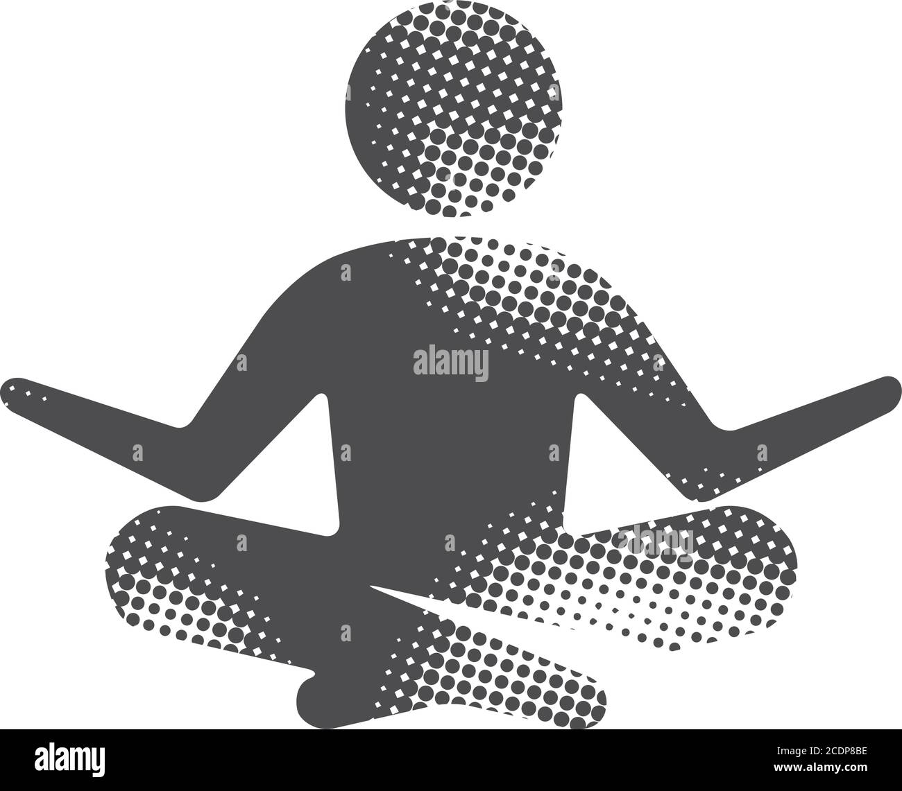 Meditation icon in halftone style. Black and white monochrome vector ...
